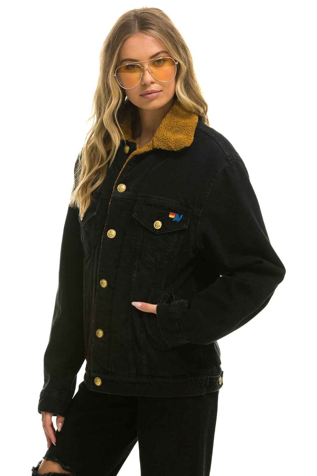 HIGH ON LIFE RANCH SHERPA DENIM JACKET - VINTAGE BLACK - Aviator Nation