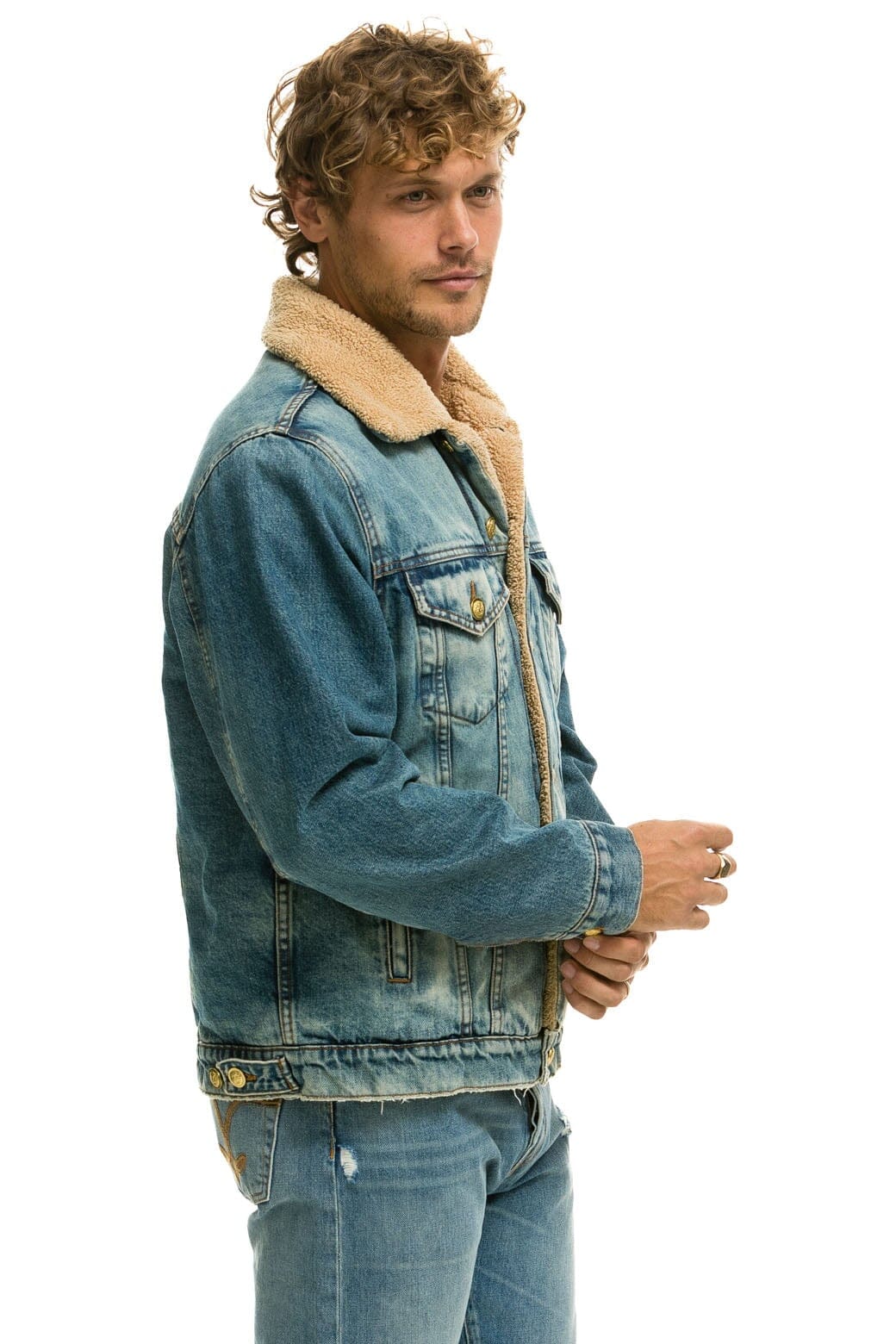 CALI LOVER RANCH SHERPA DENIM JACKET - VINTAGE - Aviator Nation