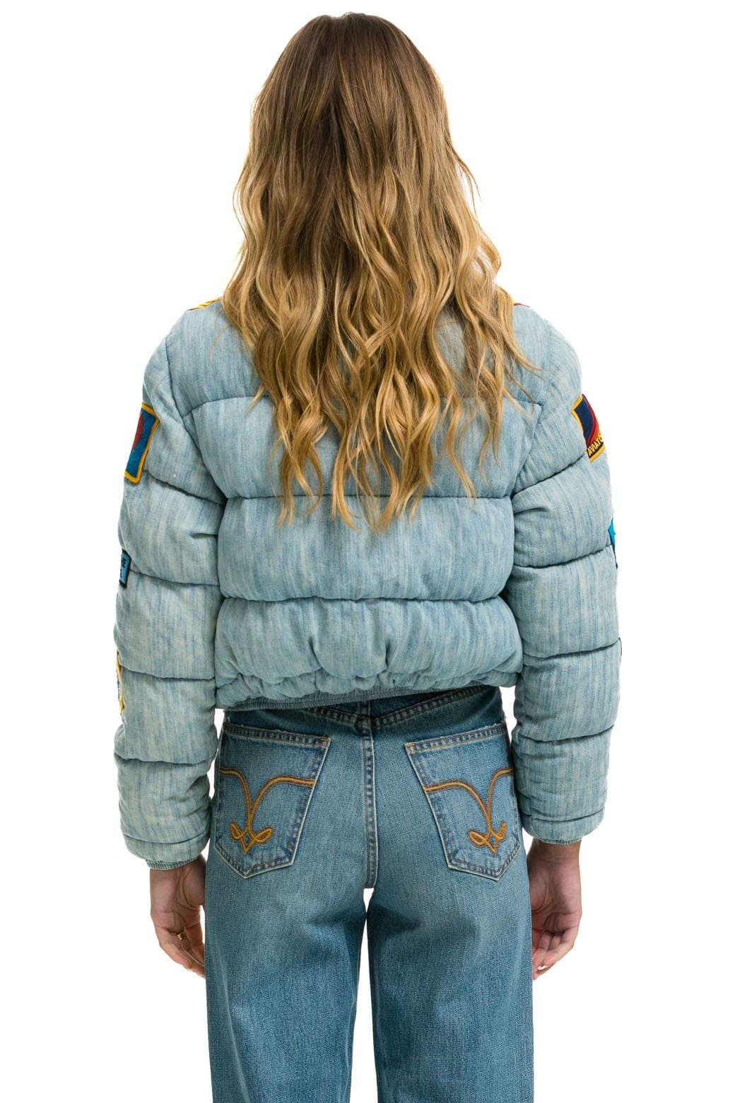 VINTAGE PATCH DENIM APRES PUFFER JACKET - VINTAGE - Aviator Nation
