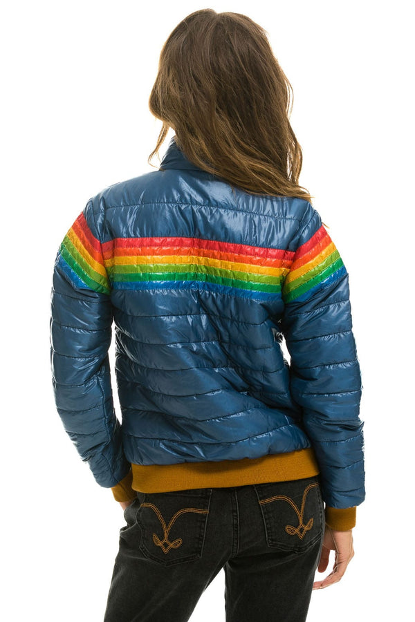 6 STRIPE RAINBOW SLEEVE JACKET - GLOSSY DEEP BLUE - Aviator Nation