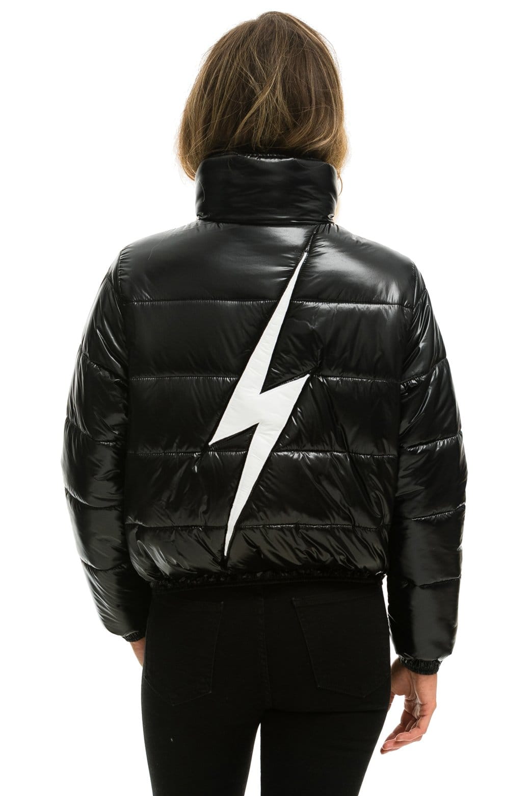 BOLT LUXE APRES PUFFER JACKET - GLOSSY BLACK - Aviator Nation